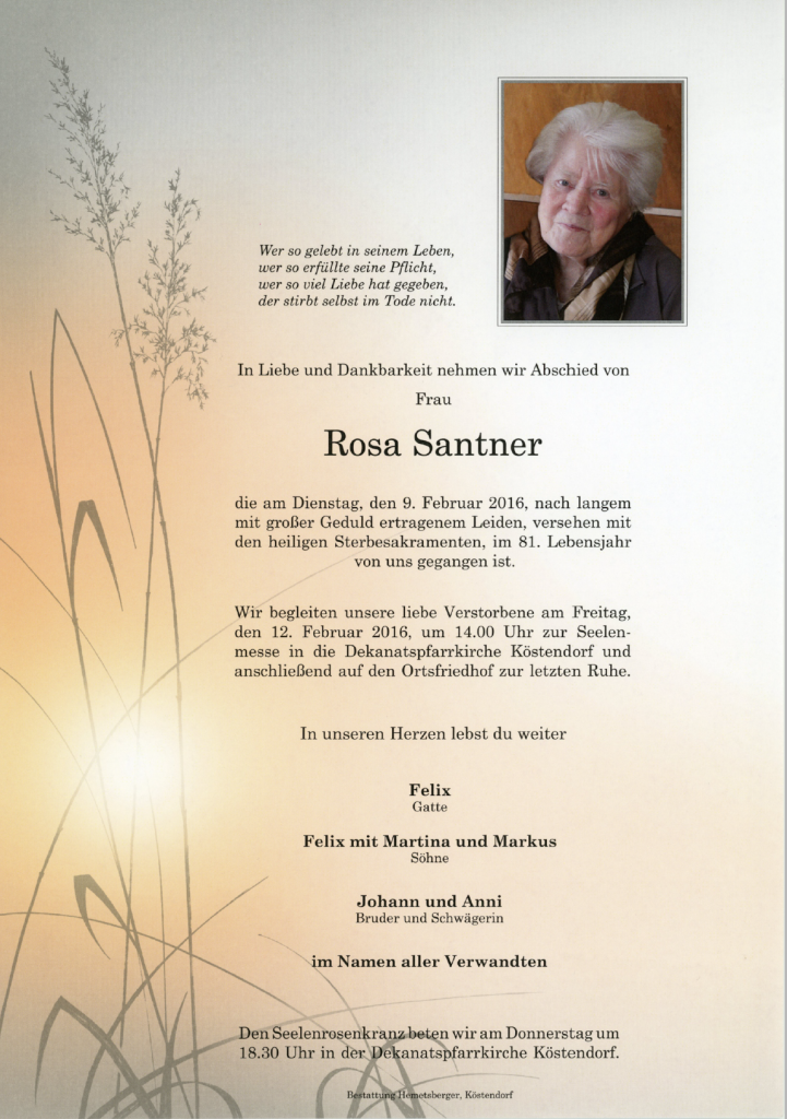 Santner Rosa - Bestattung Hemetsberger | Särge | Urnen | Beratung im ... Santner Rosa - Bestattung Hemetsberger | Särge | Urnen | Beratung im ...