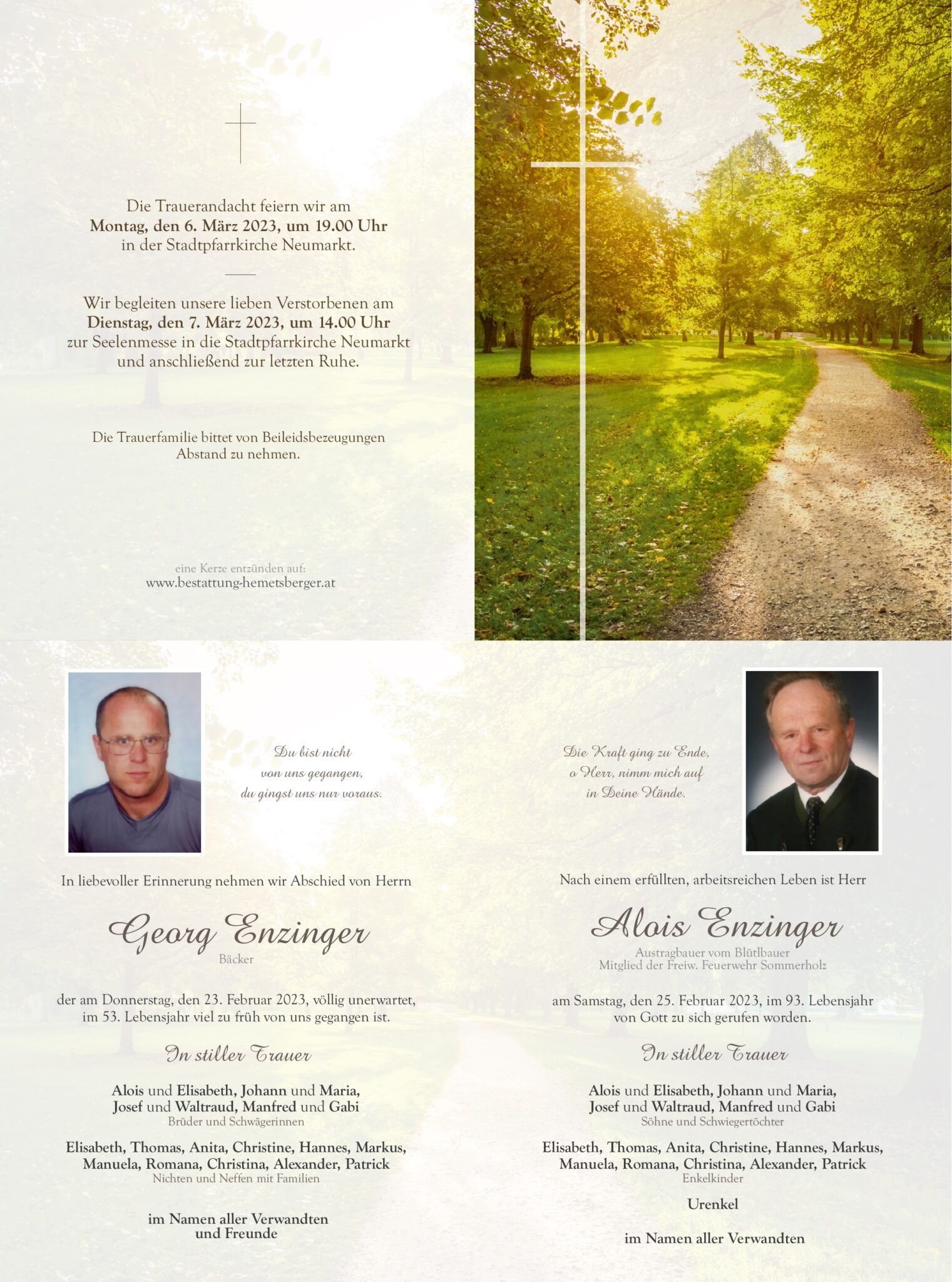 Georg & Alois Enzinger - Bestattung Hemetsberger | Särge | Urnen ...