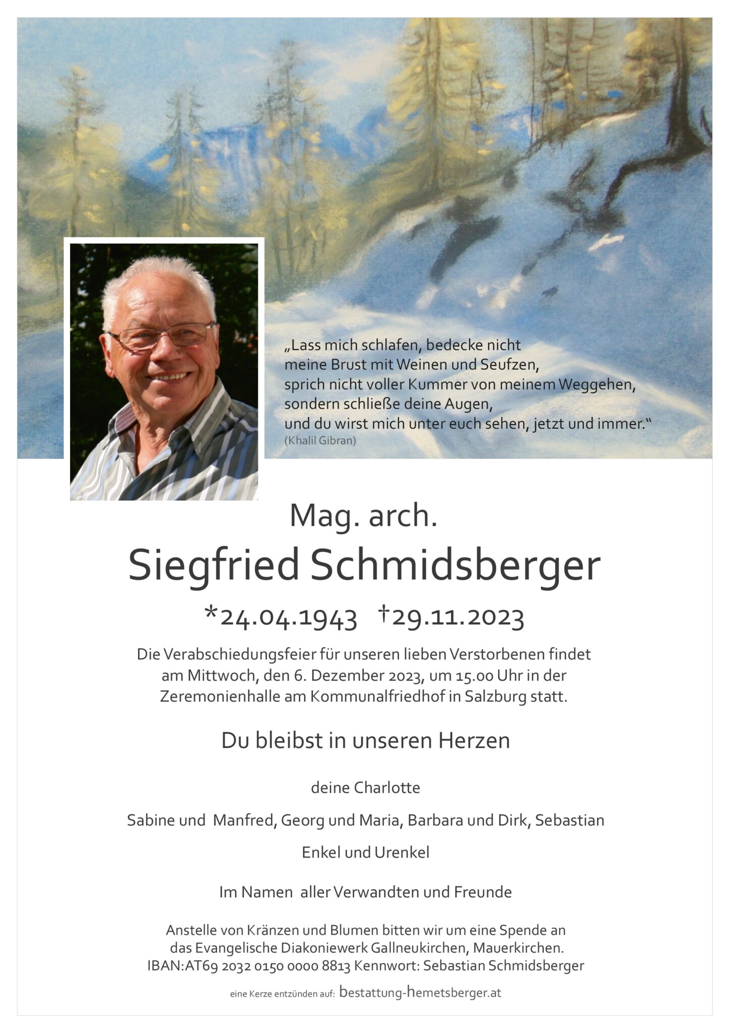 Mag. arch. Siegfried Schmidsberger - Bestattung Hemetsberger | Särge ...