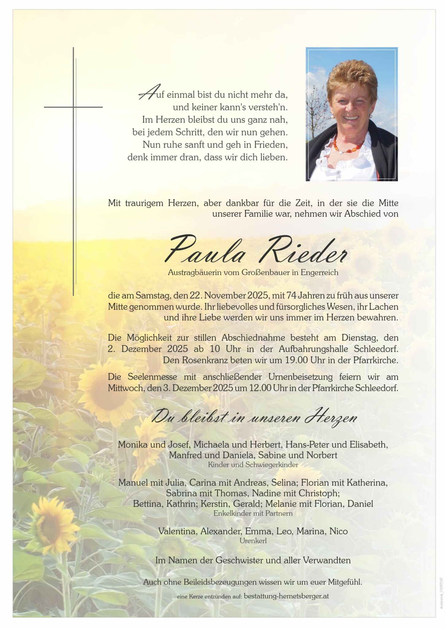 Paula Rieder - Bestattung Hemetsberger | Särge | Urnen | Beratung im ...